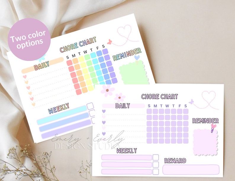 Kids Chore Chart Daily Responsibilities Editable Chore Chart for Kids ...