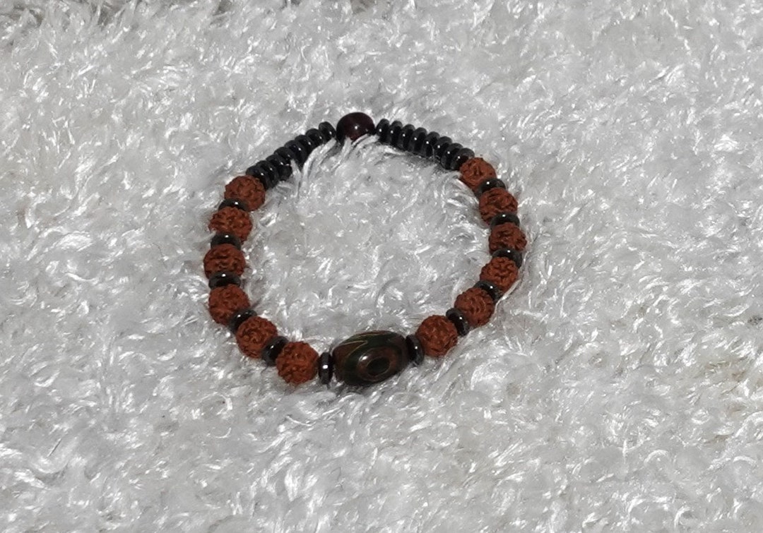 SHIVA Protection and Willpower Bracelet Hematite, Lingam and Rudraksha ...