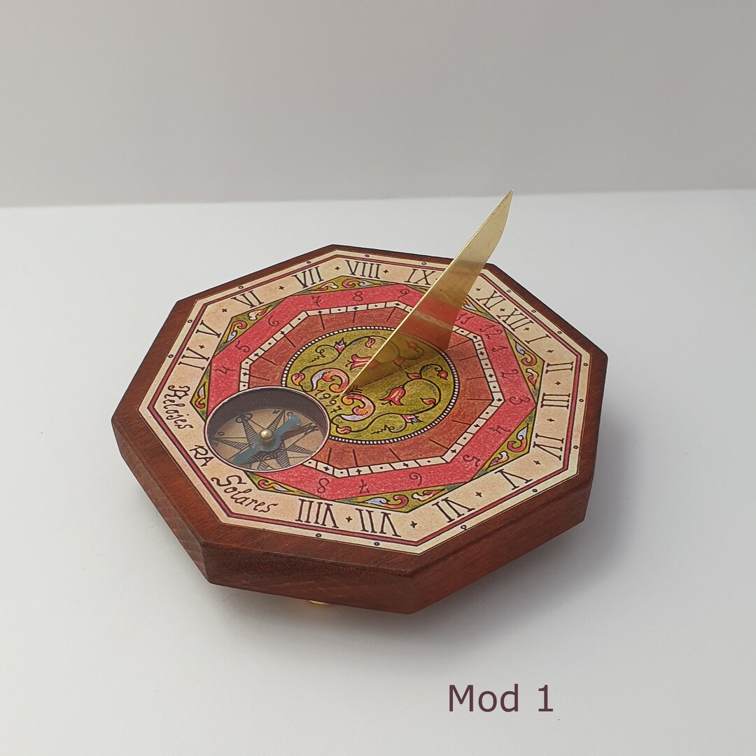 Horizontal Wooden Sundial With Compass for Orientation. Unique Pieces ...