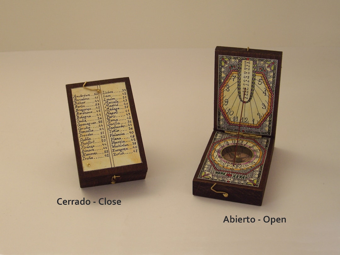 Wooden Diptych Sundial With Compass. Reproduction of an 18th-century ...