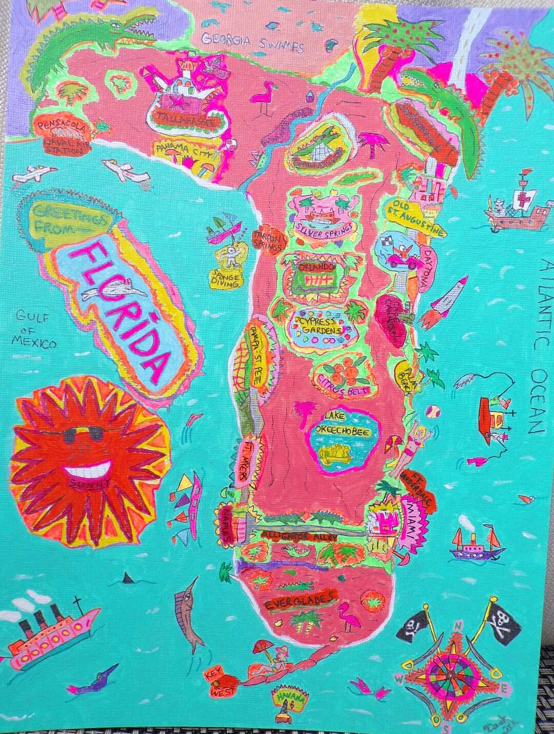 Florida State Map - Etsy