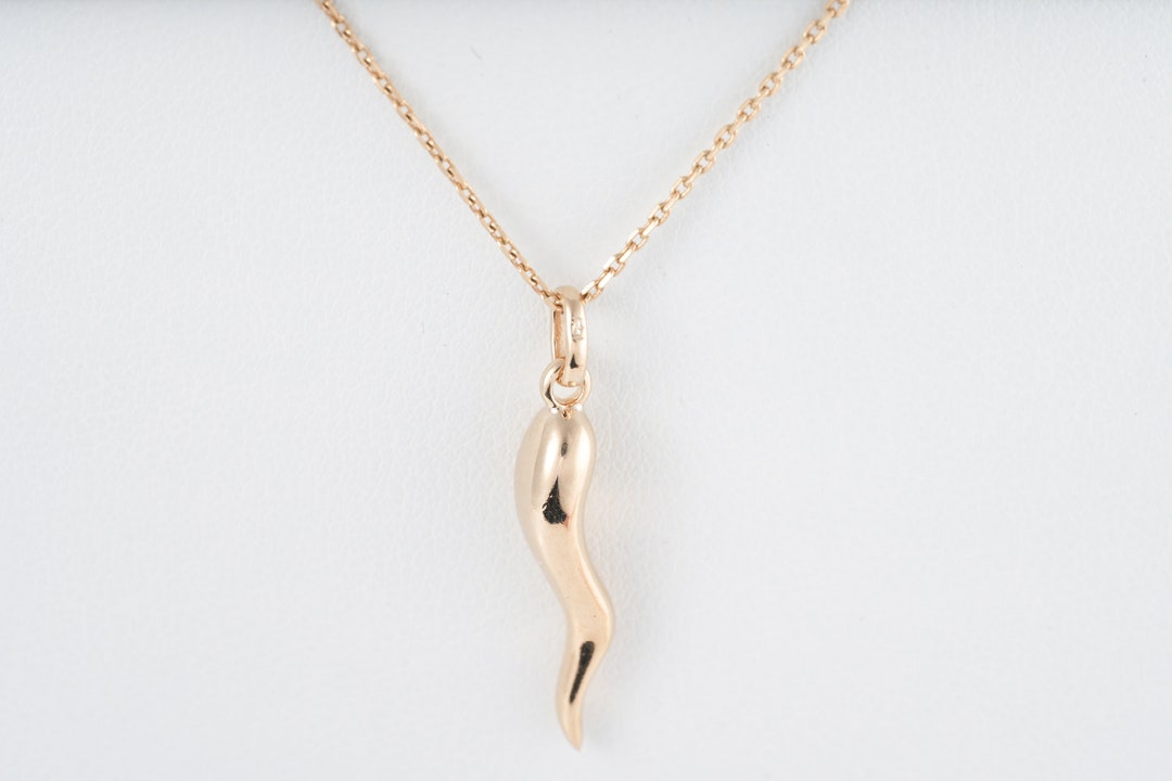 Italian Horn Necklace in Gold Plated, Amulet Necklace That Brings Luck ...