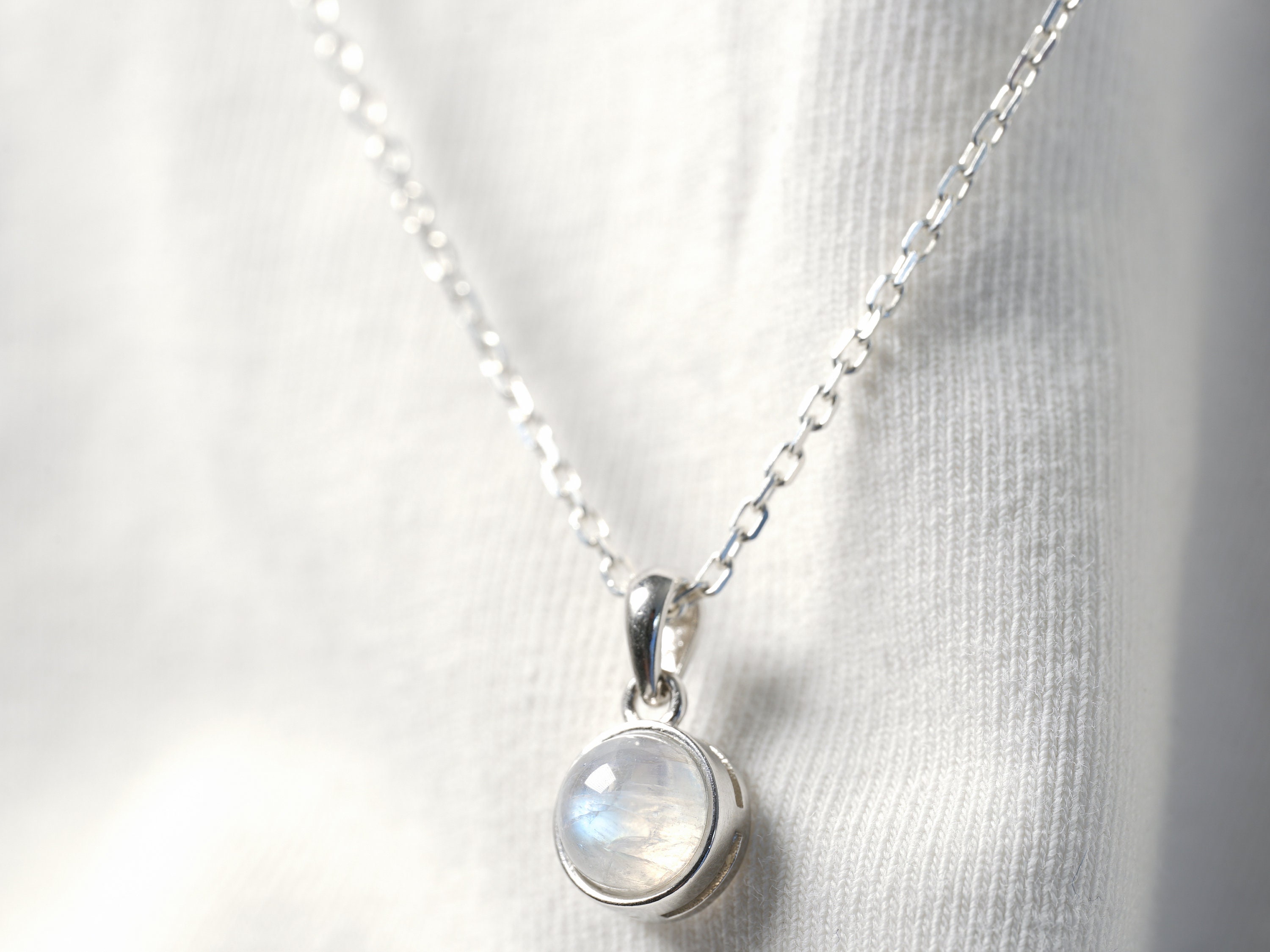 Natural rainbow or fire blue moonstone necklace. | Etsy