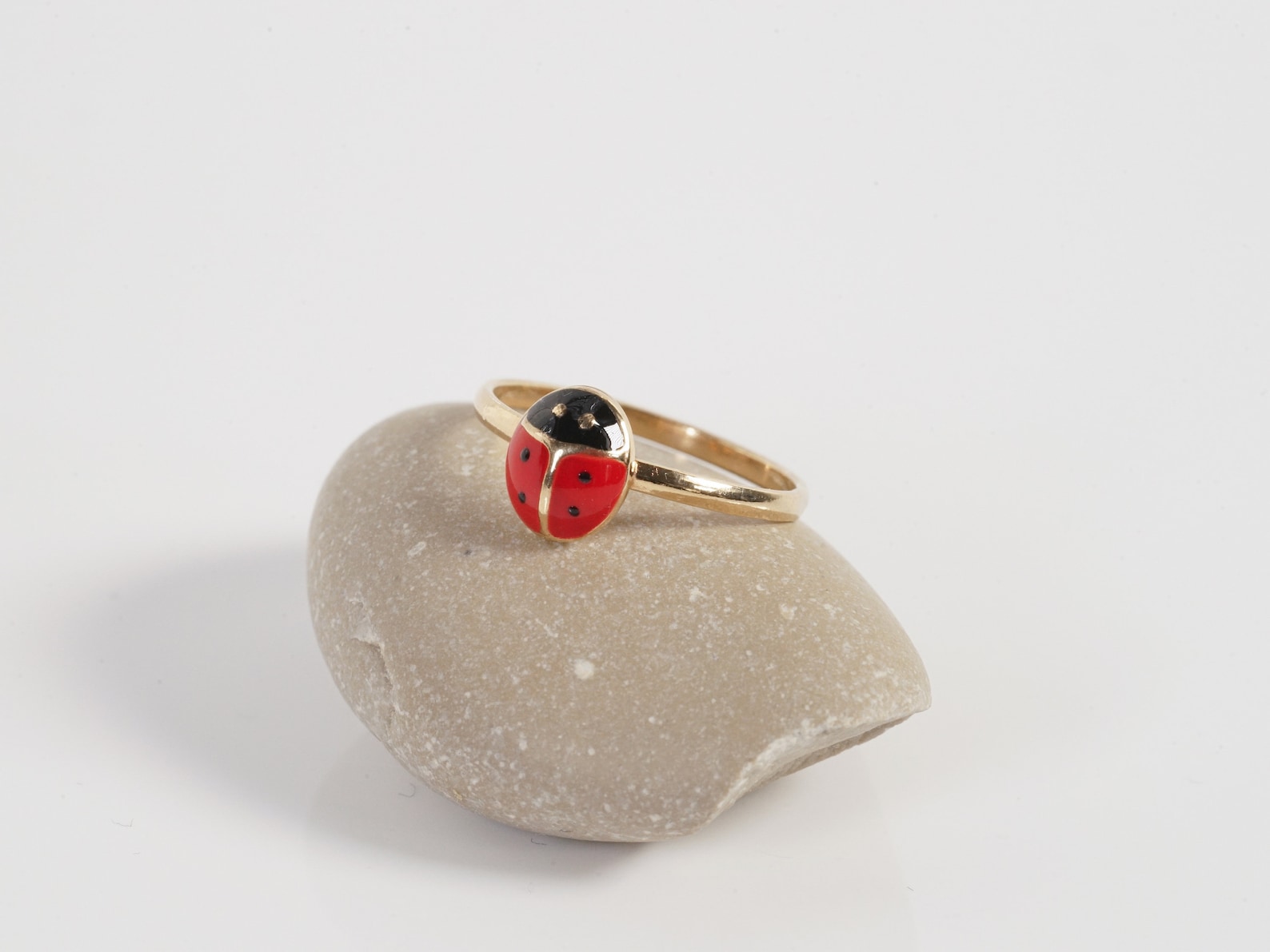 Ladybug Ring for Children in 18 Carat Gold Plated, Small Size Size: 40 ...