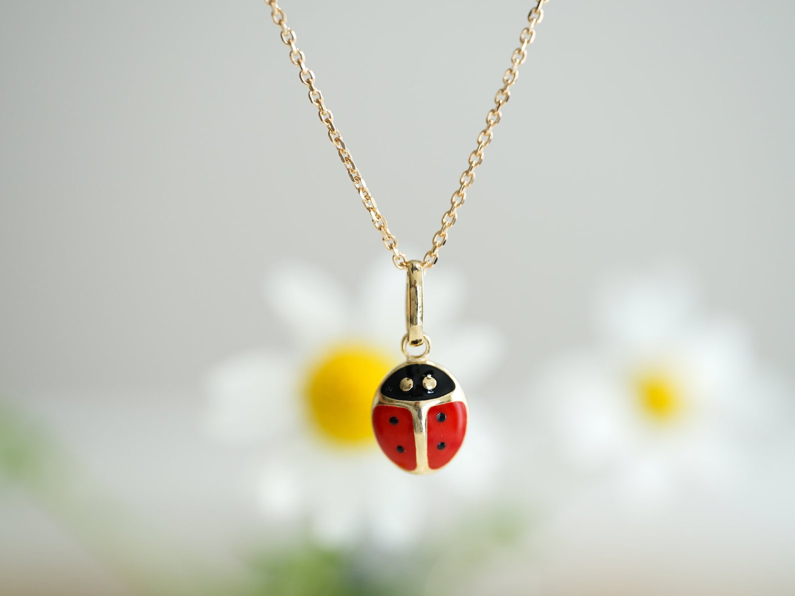 Ladybug Necklace With an 18K Gold Pendant - Etsy UK