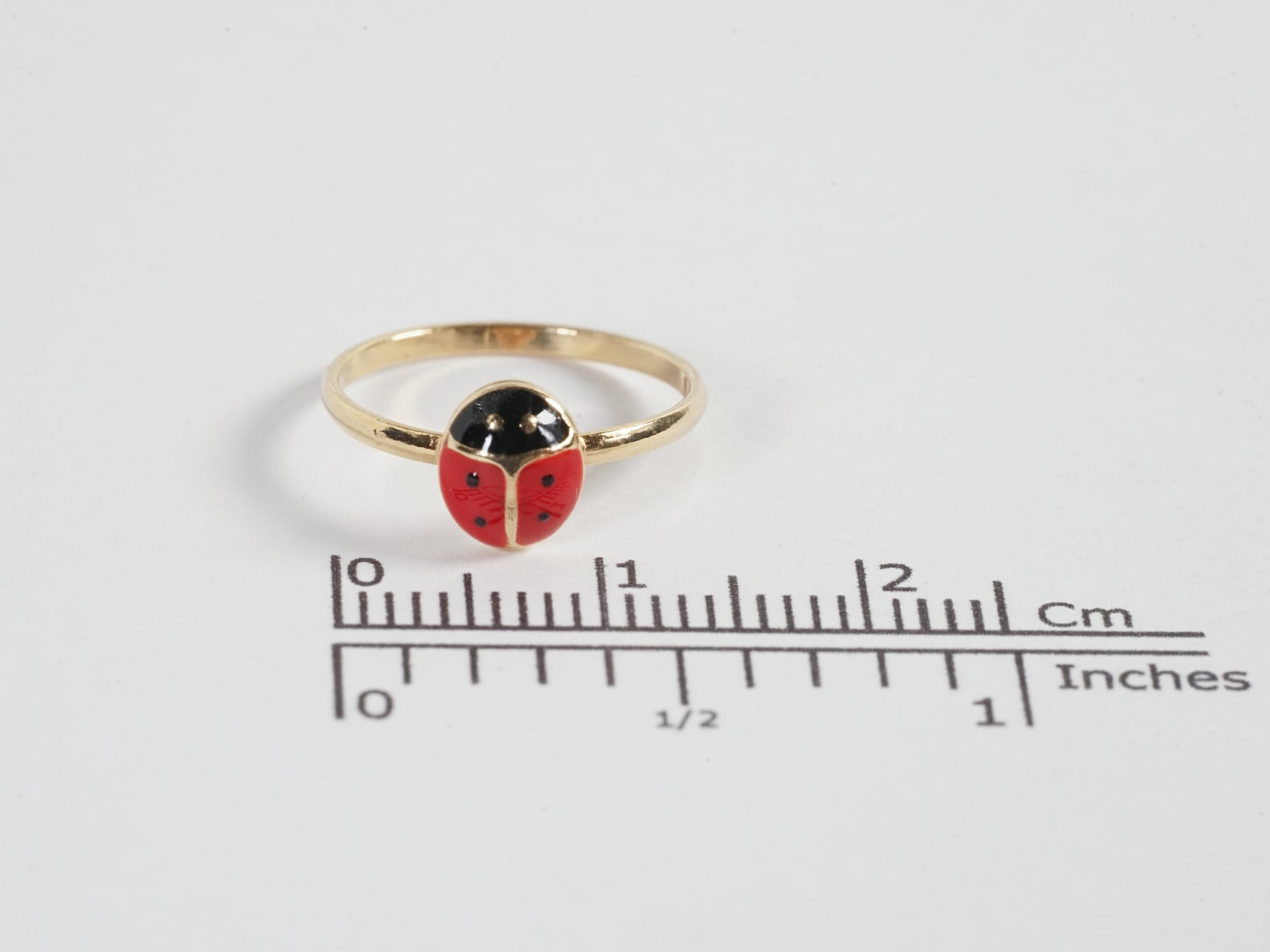 Ladybug Ring for Children in 18 Carat Gold Plated, Small Size Size: 40 ...