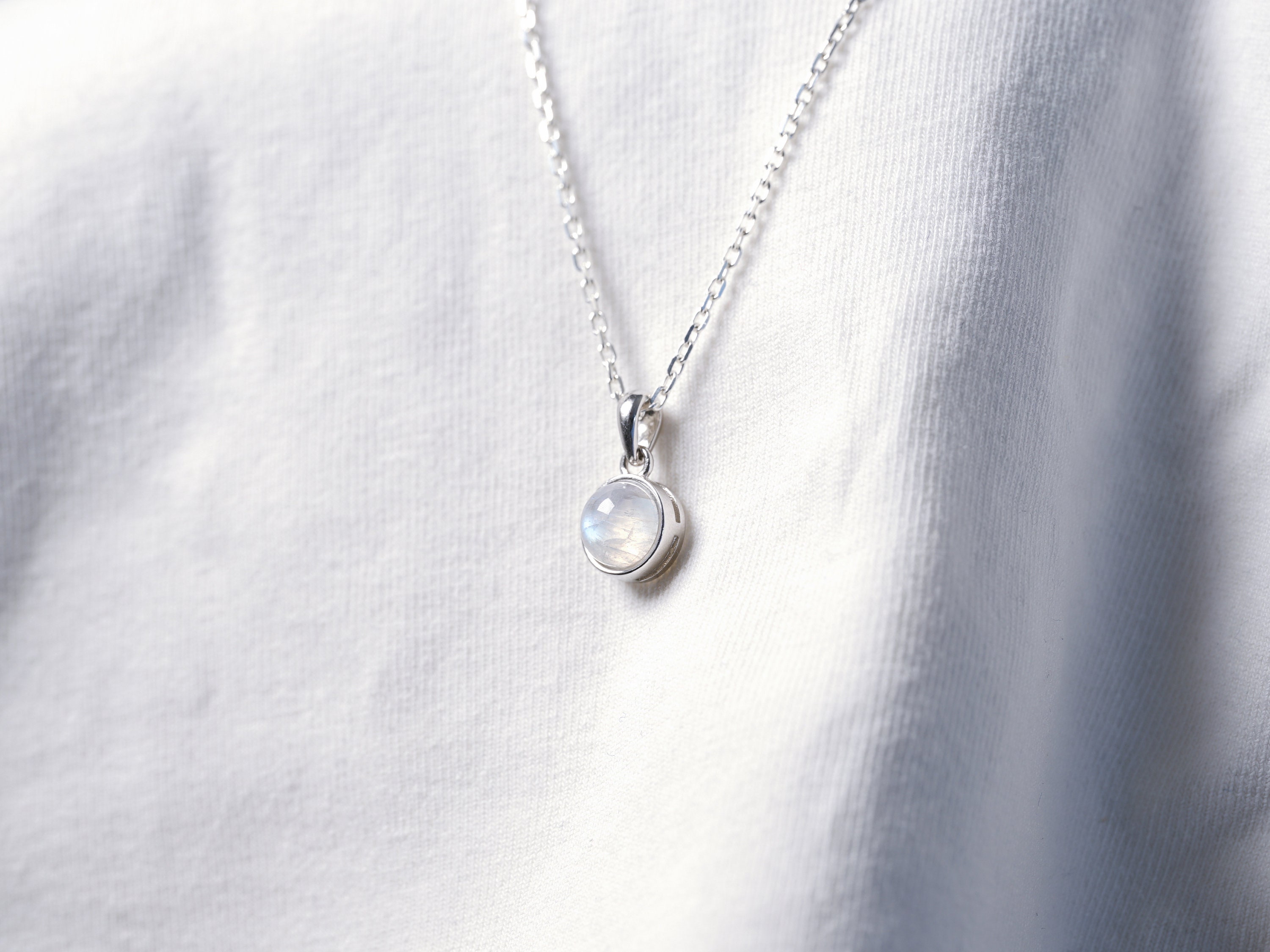 Natural rainbow or fire blue moonstone necklace. | Etsy