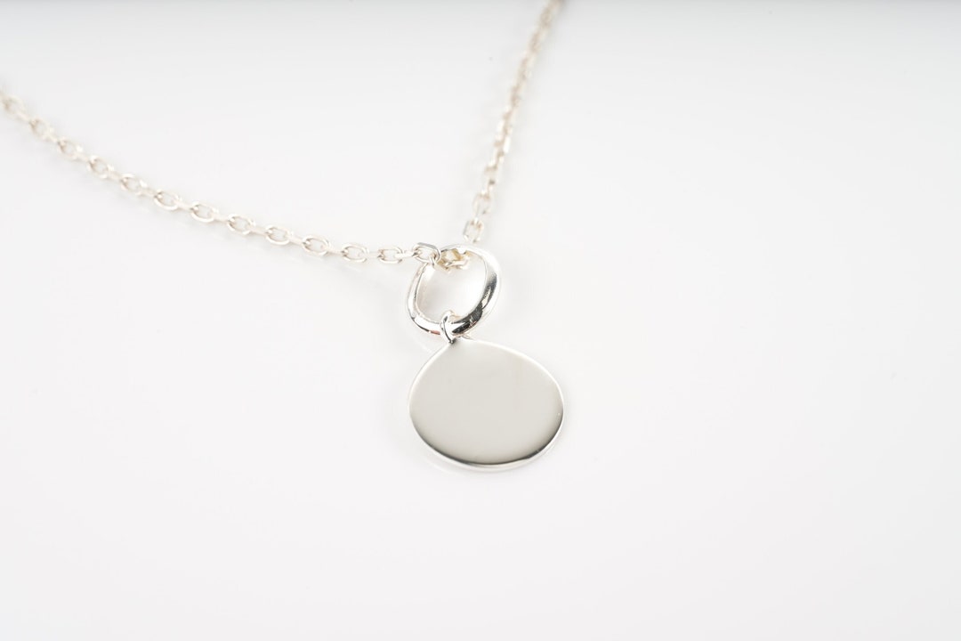 Round Silver Layering Necklace, Minimalist and Stackable Pendant for ...