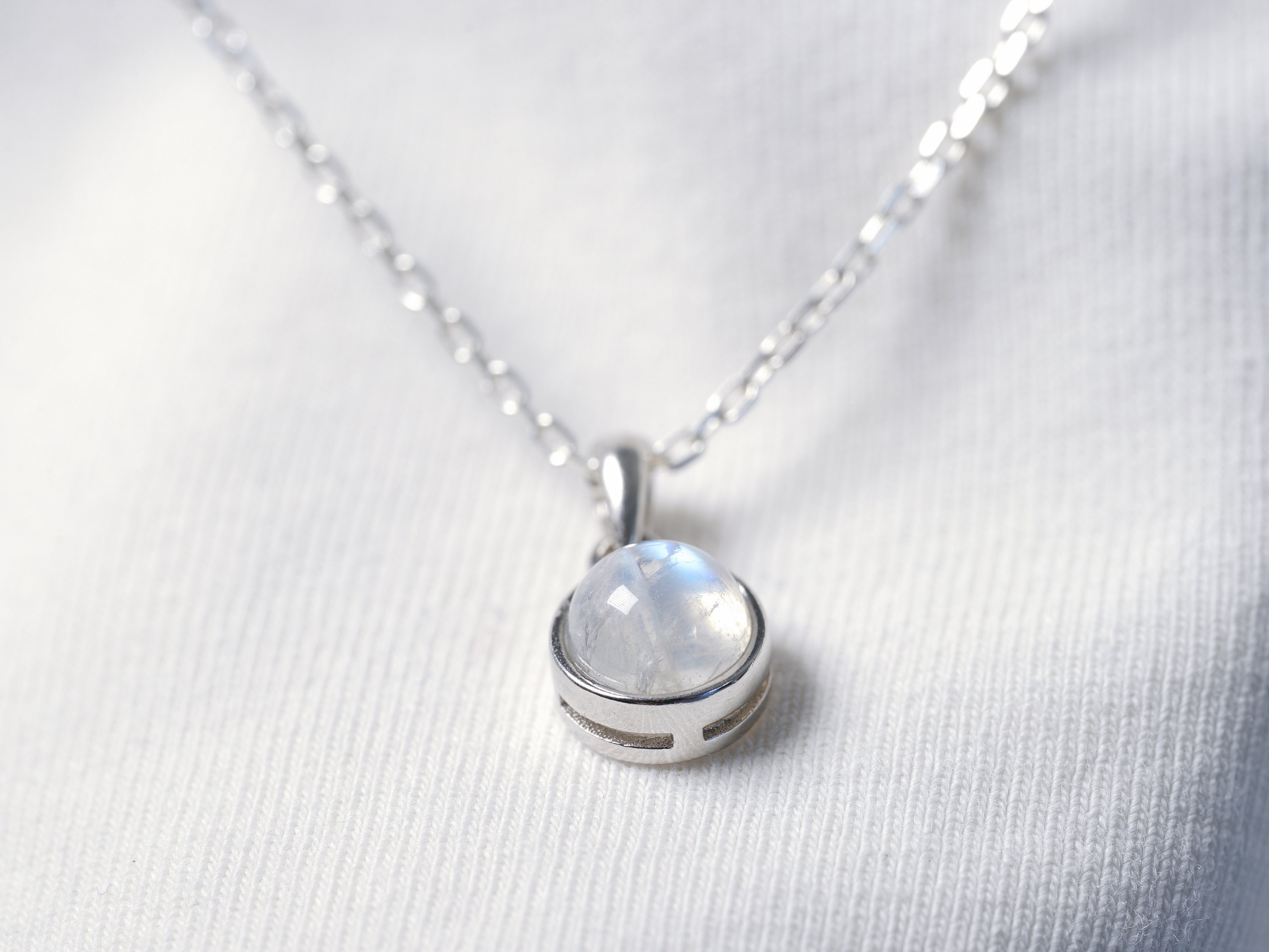 Natural rainbow or fire blue moonstone necklace. | Etsy