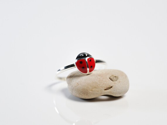 Ladybug Ring for Children in Silver Small Size: 40 to 46 | Etsy
