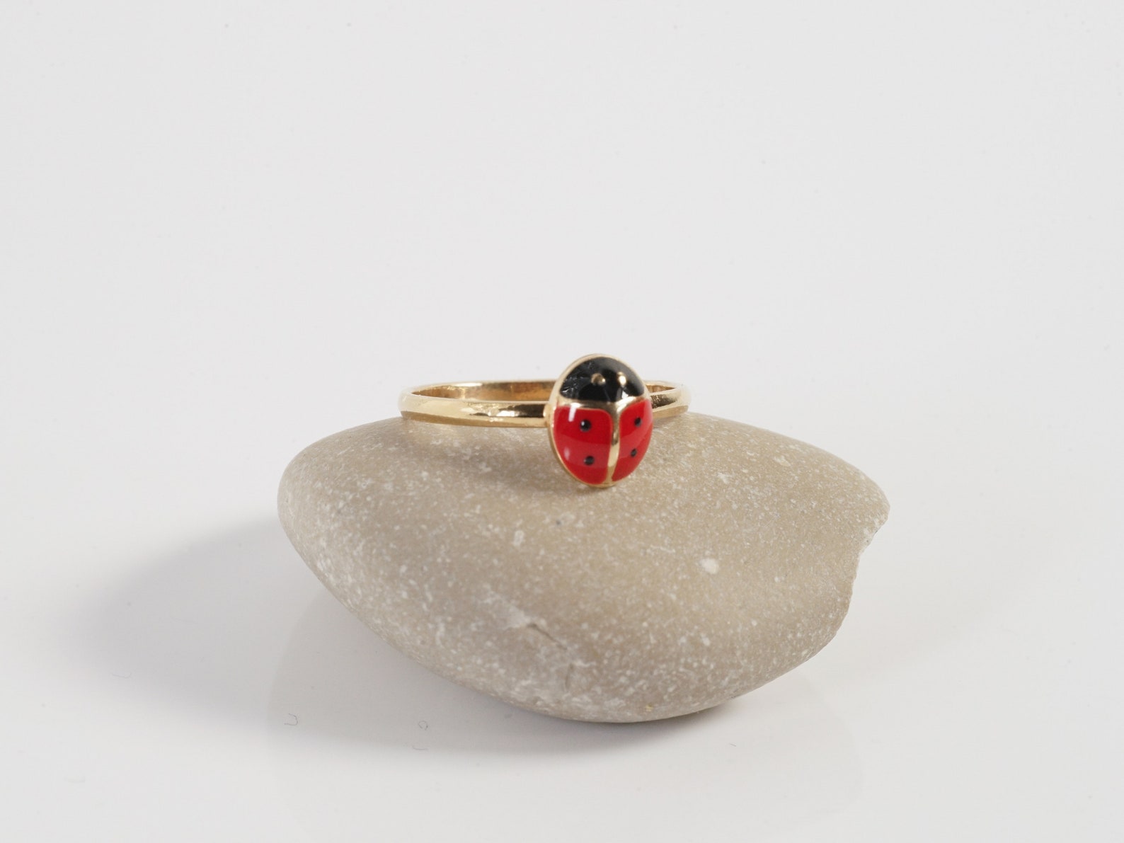 Ladybug Ring for Children in 18 Carat Gold Plated, Small Size Size: 40 ...