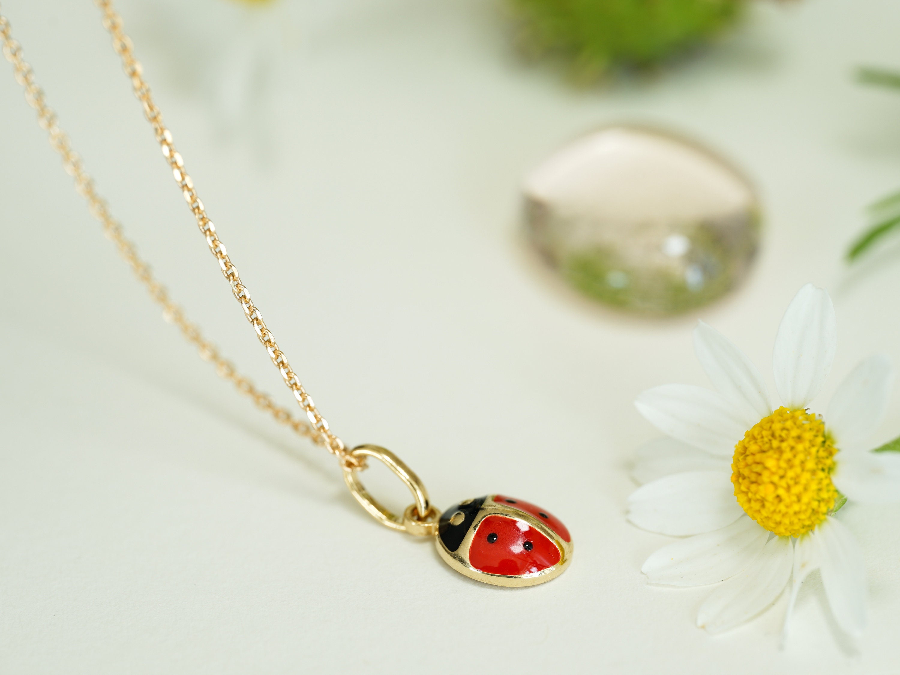 Ladybug Necklace With an 18K Gold Pendant - Etsy UK