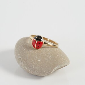 Ladybug Ring for Children in 18 Carat Gold Plated Small Size - Etsy