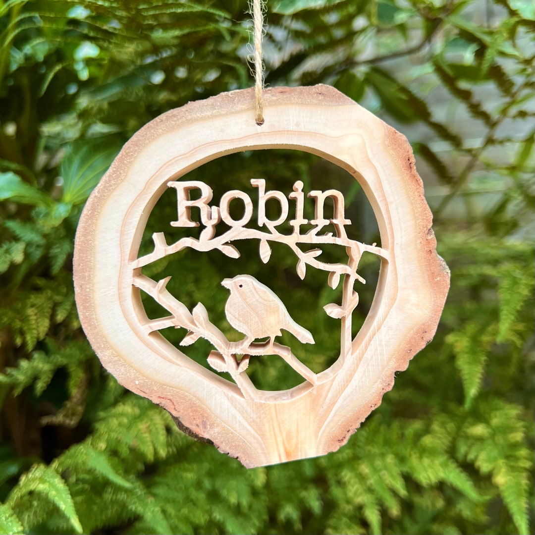 Robin Woodland Animal Wooden Hanging Decoration Handmade Recycled ...
