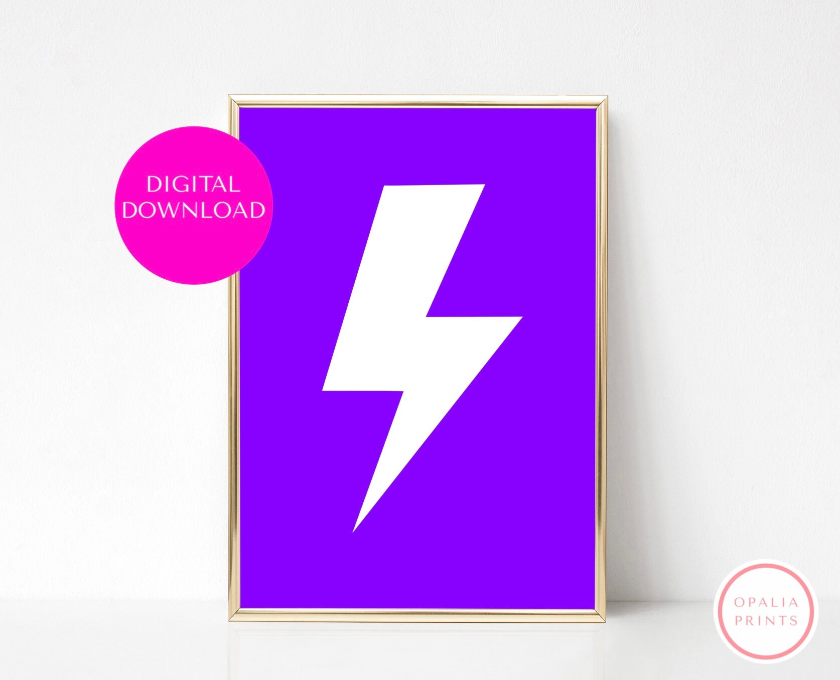 Purple Neon Lightning Bolt Print, Nursery, Kids Teen Bedroom Poster ...