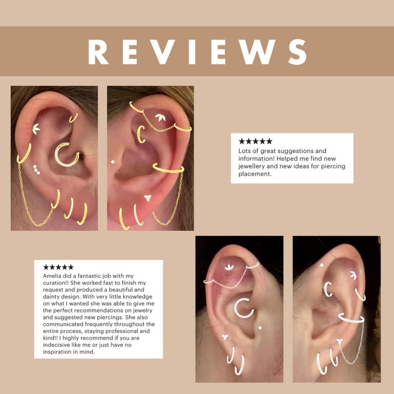 Ear Styling, Curated Ear, Ear Curation, Piercing Styling Design, Earring Piercing Set Stack ...