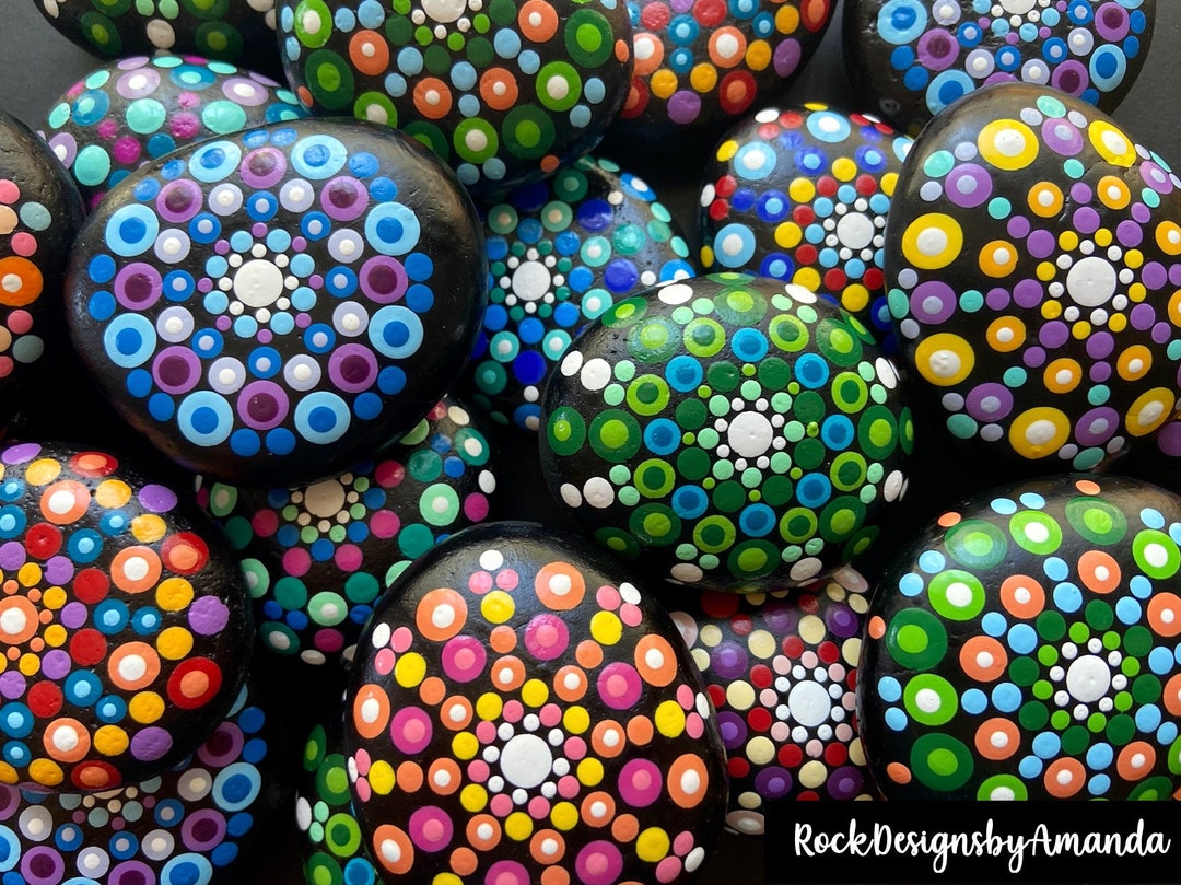Simple Mandala Rocks | Painted Rocks | Paperweights | Rock Art | Dot ...