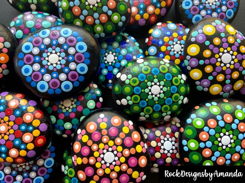 Simple Mandala Rocks Painted Rocks Paperweights Rock Art - Etsy