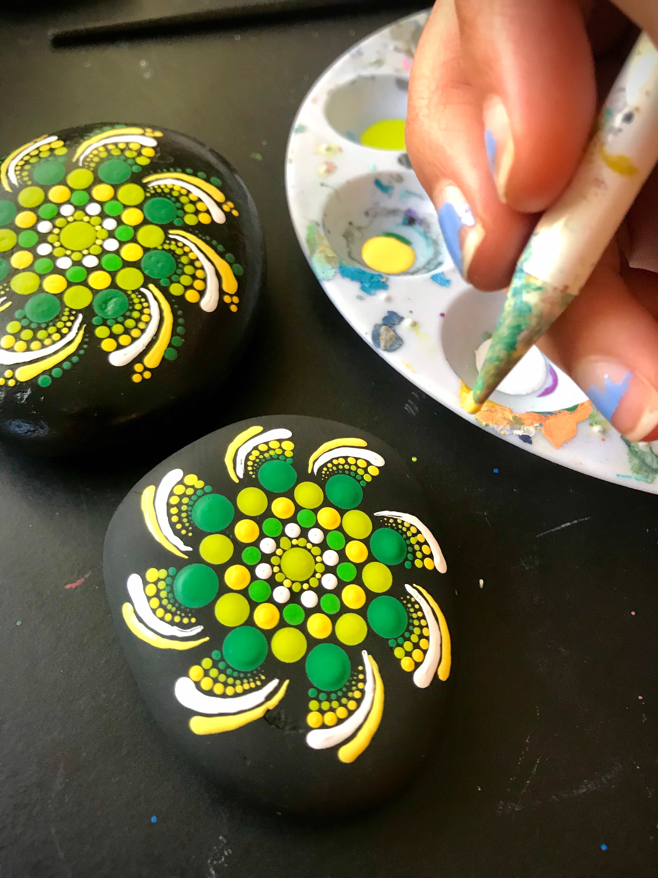 Painted Mandala Stones Paperweights Mandala Dot Art | Etsy