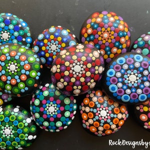 Simple Mandala Rocks | Painted Rocks | Paperweights | Rock Art | Dot ...