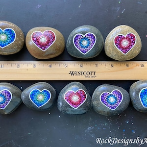 Heart Painted Rocks | Valentine’s Day Gifts | Dotted Heart Rocks ...