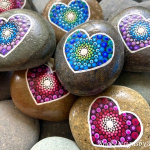 Heart Painted Rocks | Valentine’s Day Gifts | Dotted Heart Rocks ...