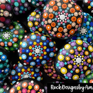 Simple Mandala Rocks Painted Rocks Paperweights Rock Art Dot Stones Dot ...