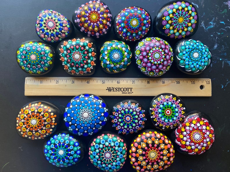 Painted Mandala Stones Paperweights Mandala Dot Art - Etsy