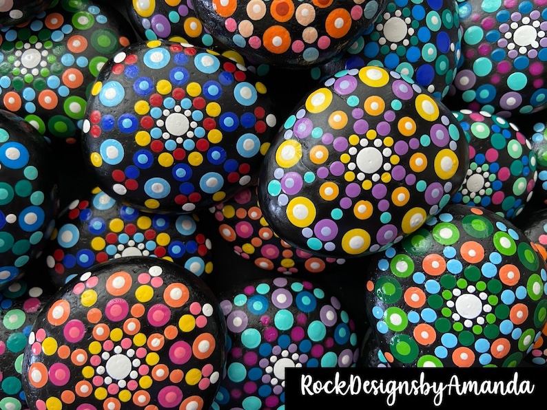 Simple Mandala Rocks Painted Rocks Paperweights Rock Art - Etsy