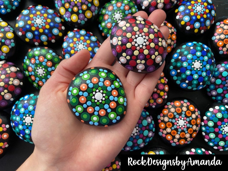 Simple Mandala Rocks Painted Rocks Paperweights Rock Art - Etsy