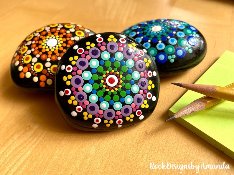 Painted Mandala Stones Paperweights Mandala Dot Art - Etsy