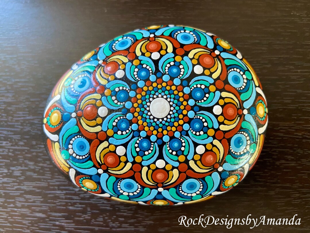 Painted Mandala Stone Painted Rocks Rock Art Dot Mandala - Etsy
