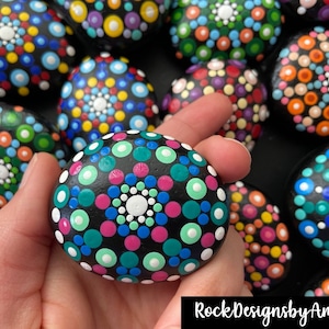 Simple Mandala Rocks | Painted Rocks | Paperweights | Rock Art | Dot ...
