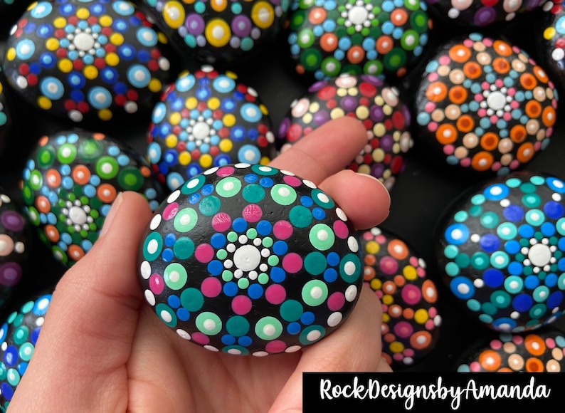 Simple Mandala Rocks Painted Rocks Paperweights Rock Art - Etsy