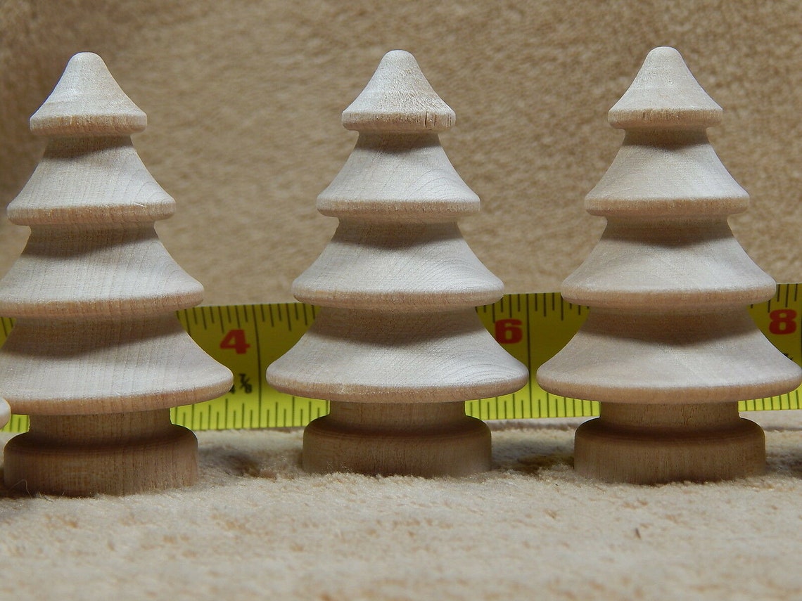 Unfinished Hard Wood Wooden Turned Christmas Trees Crafts Lots | Etsy