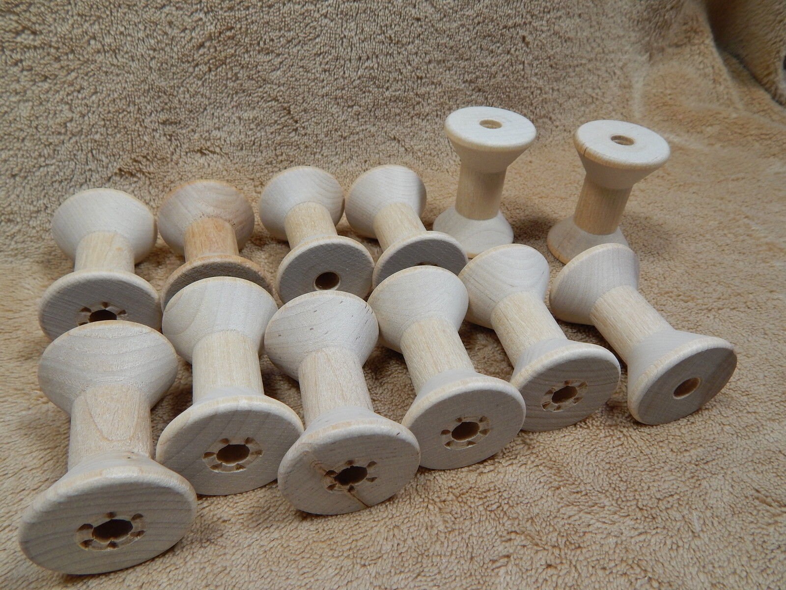Large Hardwood Wood Wooden Thread Spools Lot of 12 School Projects ...