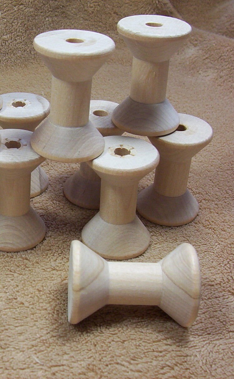 Large Hardwood Wood Wooden Thread Spools Lot of 8 School Projects ...