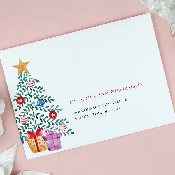 Colorful Christmas Envelope Template - Etsy