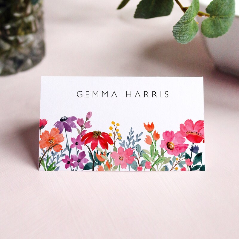 Watercolor Name Card - Etsy