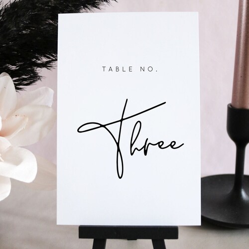 Modern Script Wedding Table Numbers Template Hand-lettered - Etsy