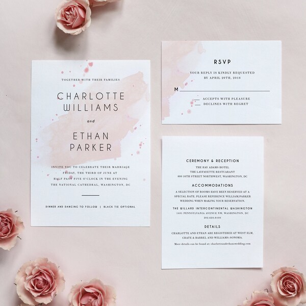Blush Wedding Invite - Etsy