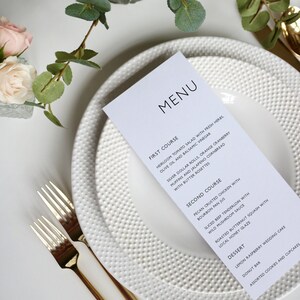 Modern Minimalist Wedding Place Setting Menu Template Simple - Etsy