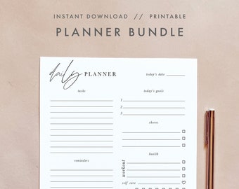 Minimalist Planner Bundle Daily Weekly Monthly Planner | Etsy