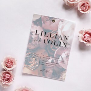 Modern Vellum Overlay Wedding Invitation Template, Sheer Vellum Layered ...
