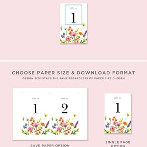 Wildflower Table Numbers Template, Wedding Table Numbers Printable ...