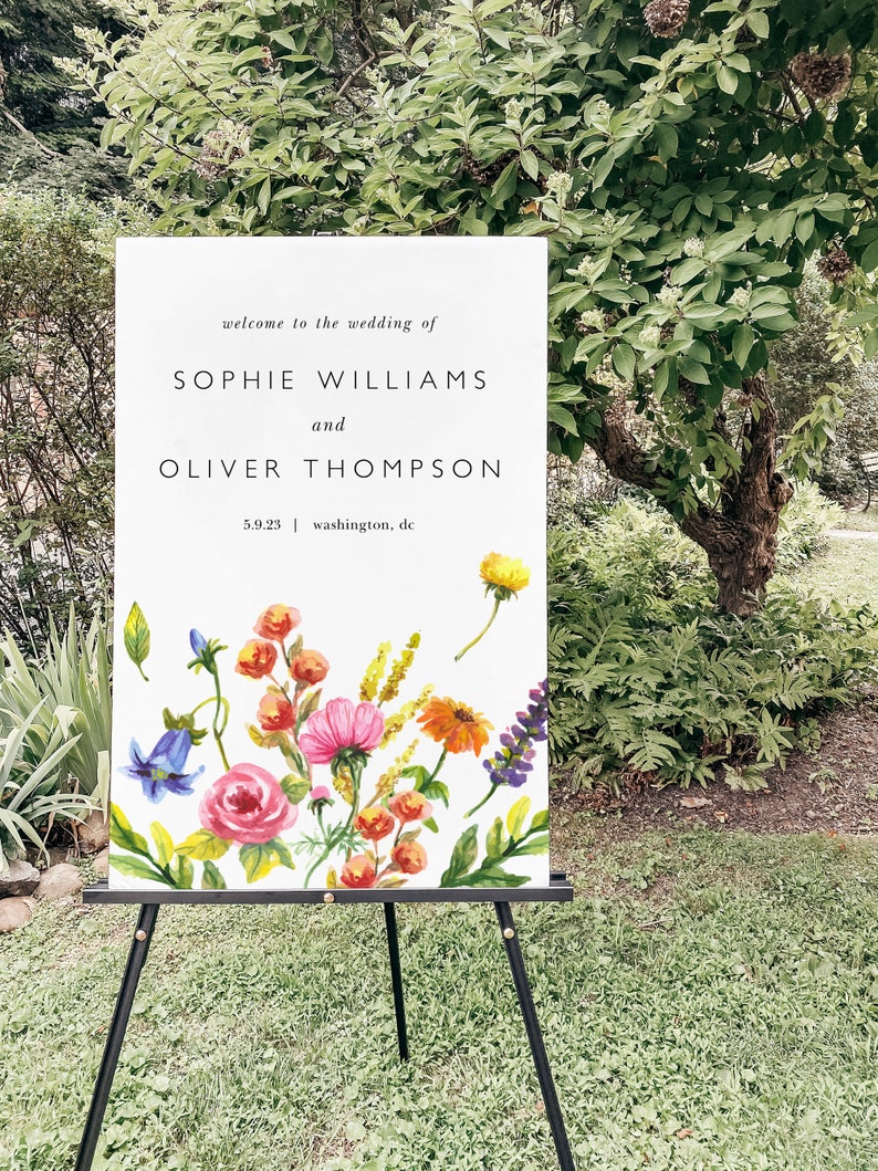 Wildflower Welcome Sign Template Wedding Welcome Sign - Etsy