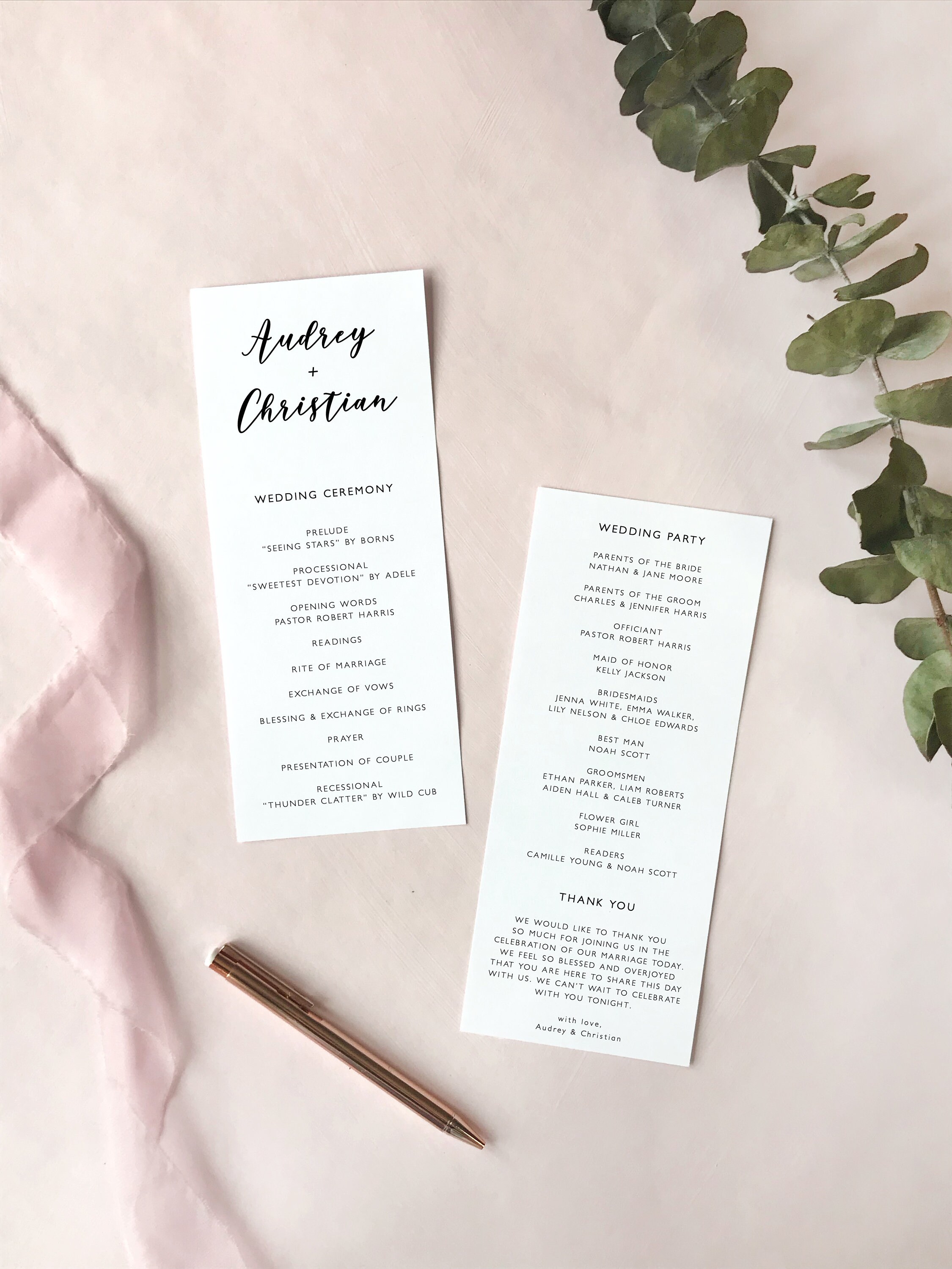 ELOISE Modern Script Wedding Ceremony Program Template Black - Etsy