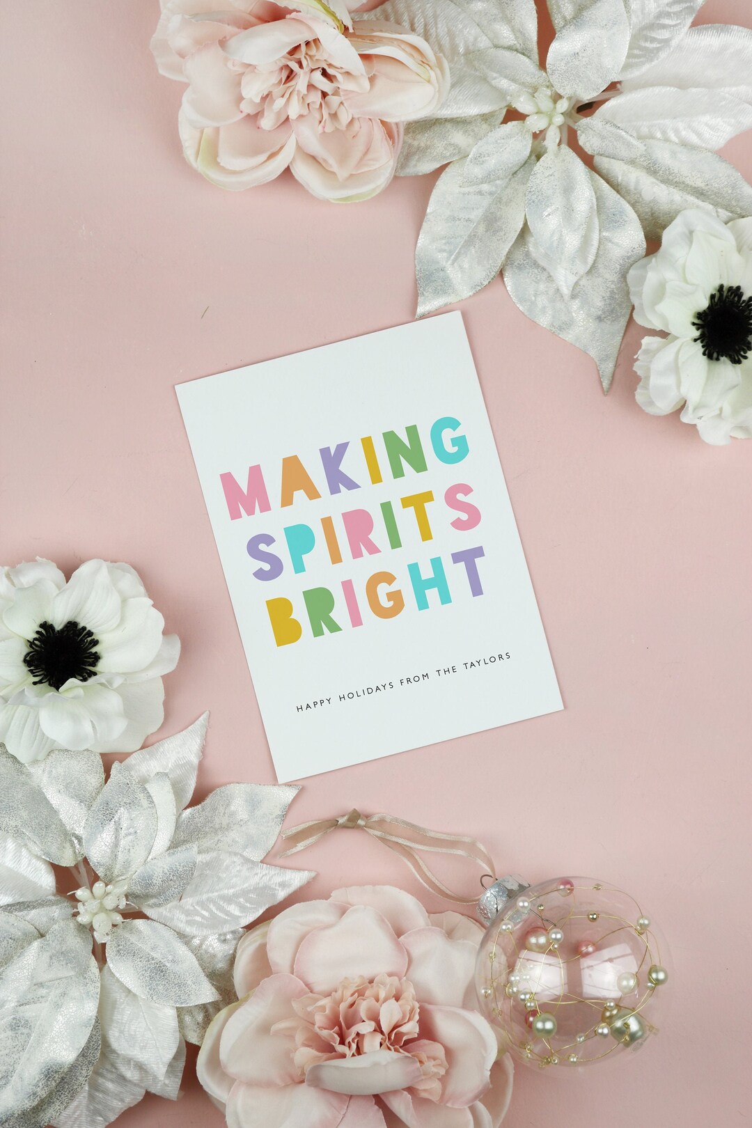 Modern Neon Holiday Card Bright Colorful Christmas Card - Etsy