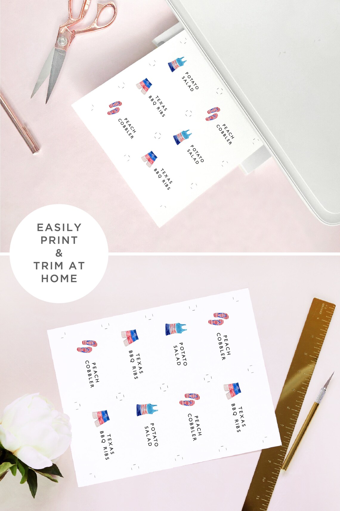 Barbecue Party Food Card Template Summer Cookout Printable | Etsy