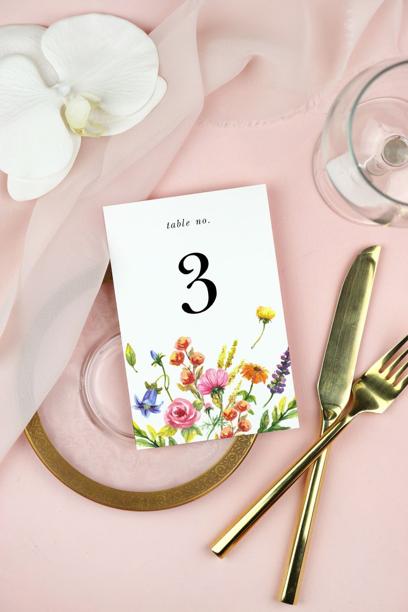 Wildflower Table Numbers Template Wedding Table Numbers | Etsy